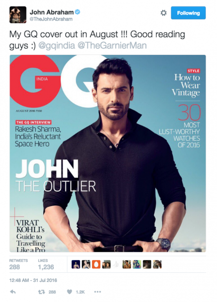 John Abraham Looks Dapper On The GQ Magazine Cover! - Hollywood Bollywood Digest